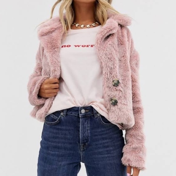 Free People | Jackets & Coats | Free People Pink Fuzzy Cropped Jacket ...